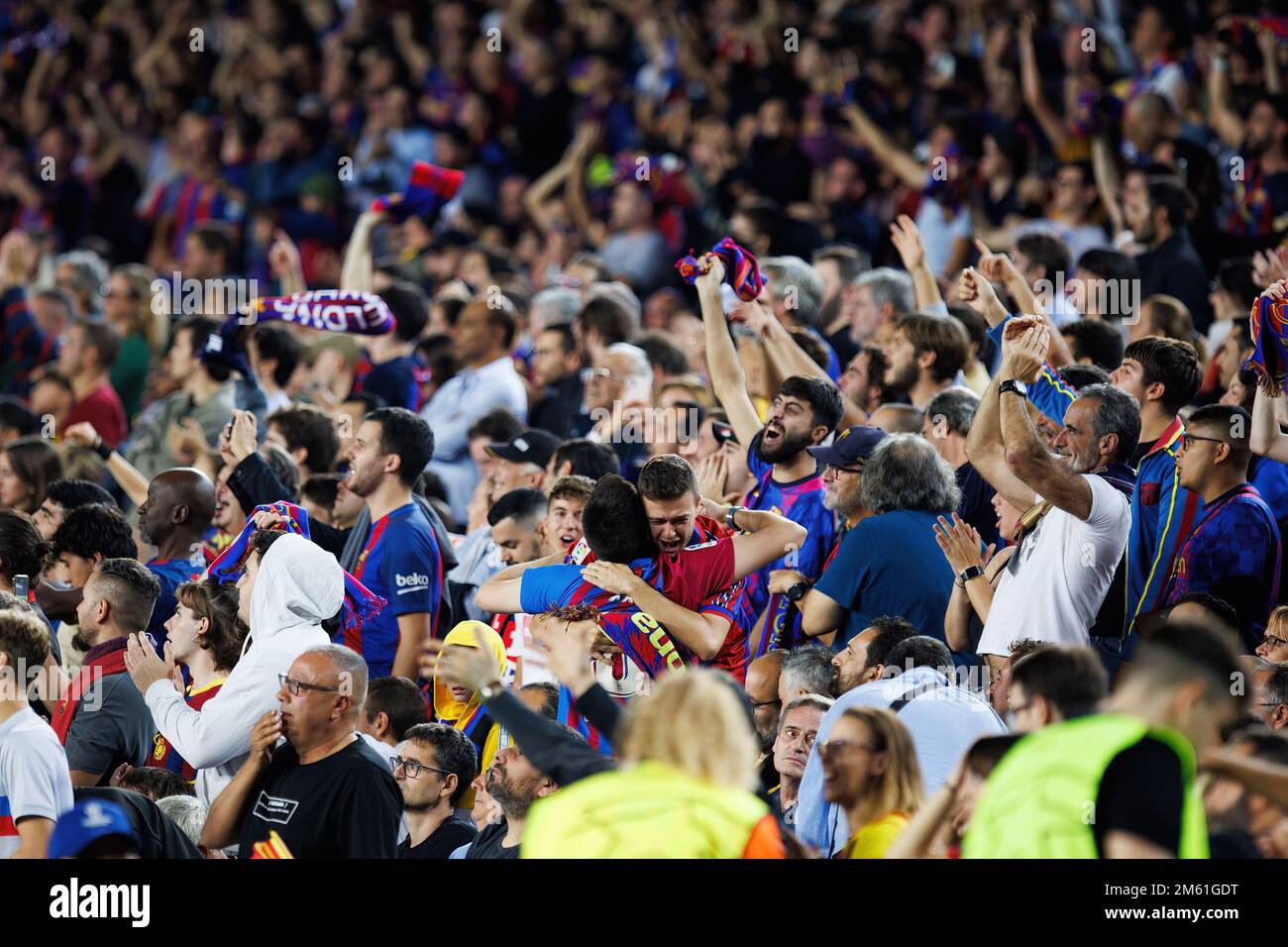 BARCELONA - OCT 13: Supporters cheering during the Champions League ...