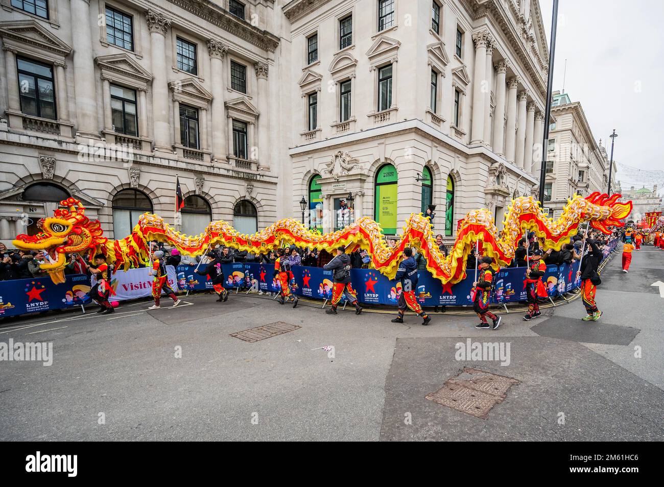 London, UK. 1st Jan, 2023. Chinese Lion dancers - The London New Year's Day Parade marks the ...
