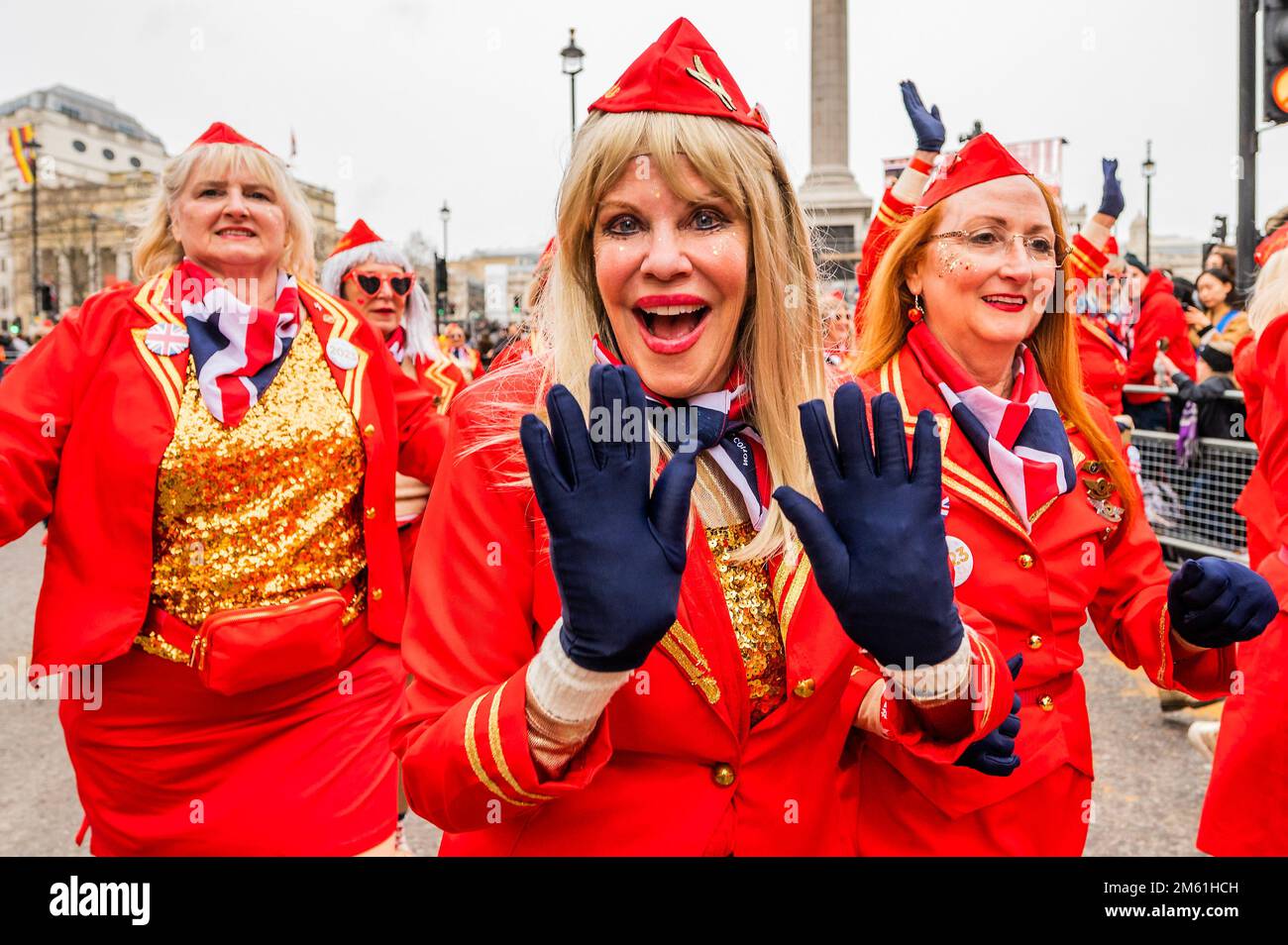 London, UK. 1st Jan, 2023. Amelia Earhawts and Cabin Krewe - The London New Year's Day Parade ...