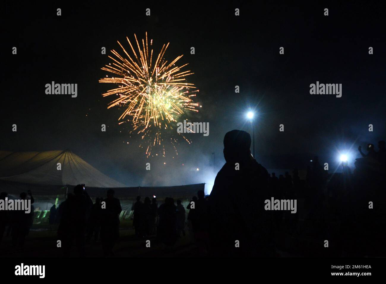 Peshawar, Khyber Pakhtunkhwa, Pakistan. 1st Jan, 2023. People celebrate ...