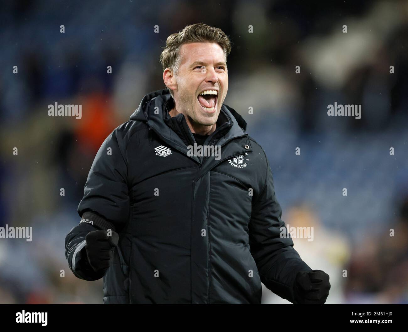 Luton Town manager Rob Edwards celebrates after the Sky Bet ...