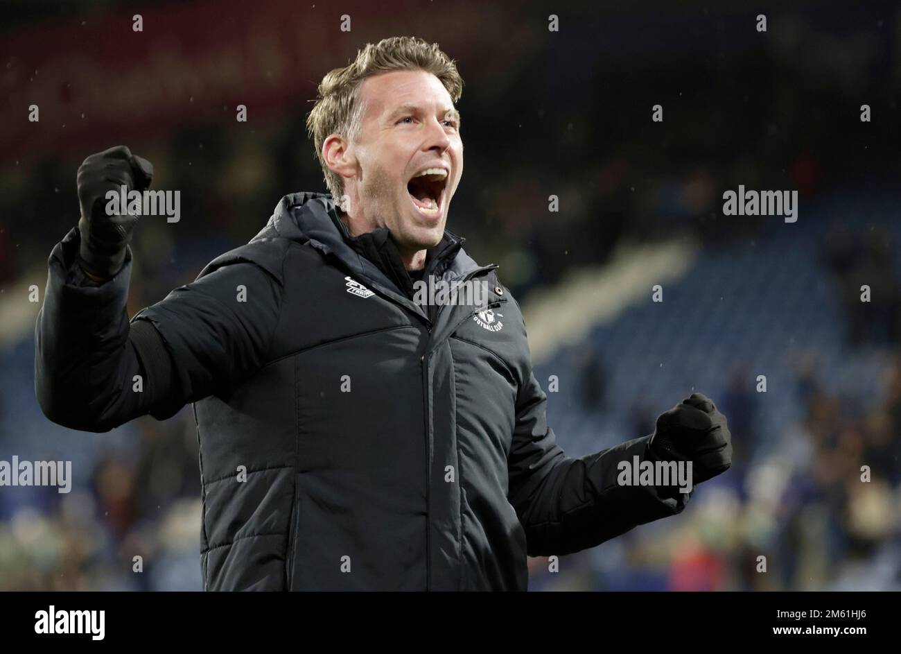 Luton Town manager Rob Edwards celebrates after the Sky Bet ...