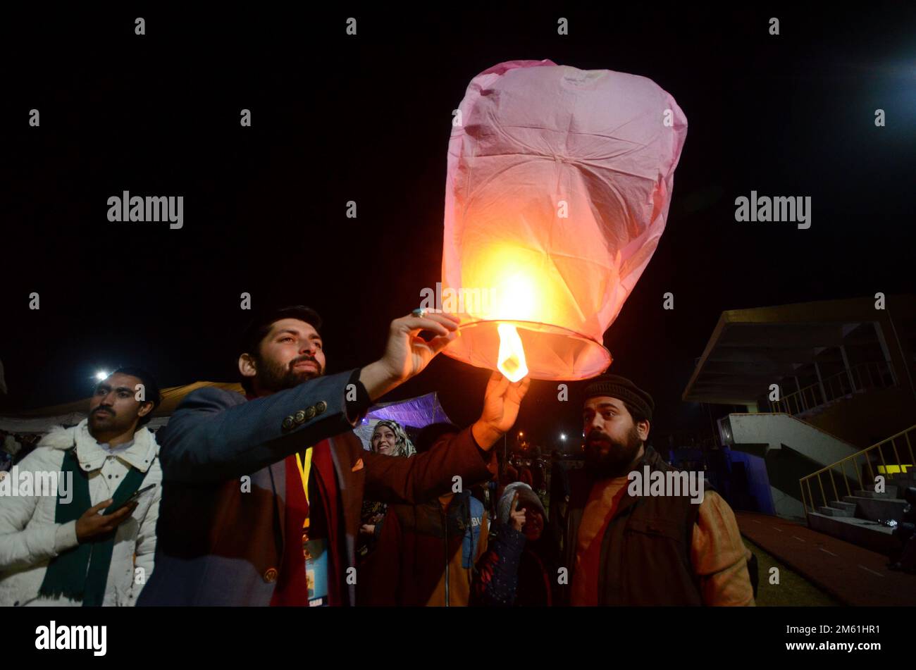 Peshawar, Khyber Pakhtunkhwa, Pakistan. 1st Jan, 2023. People celebrate ...