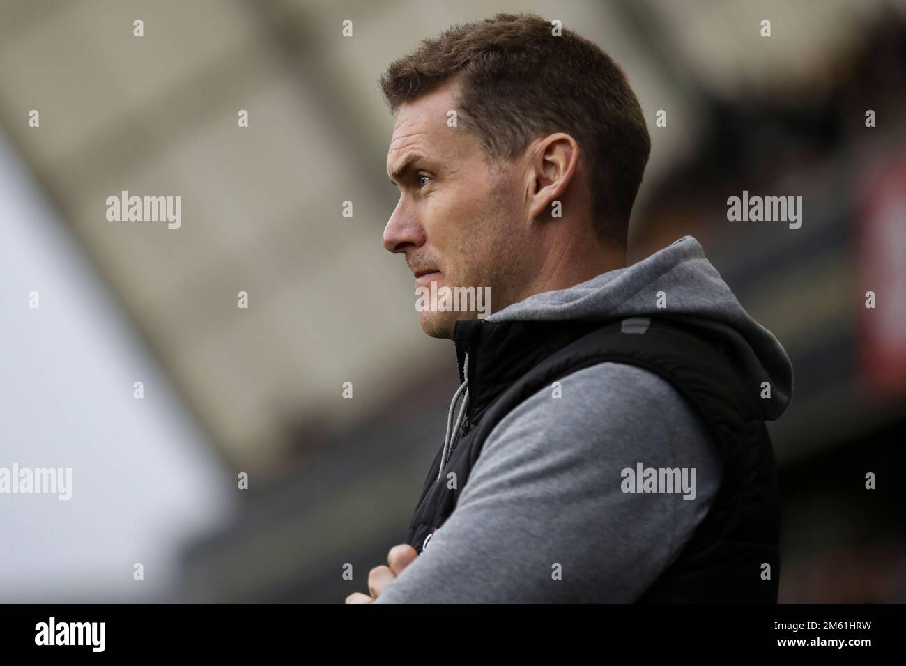 London, UK. 1st January 2023. Matt Taylor, Rotherham United manager ...