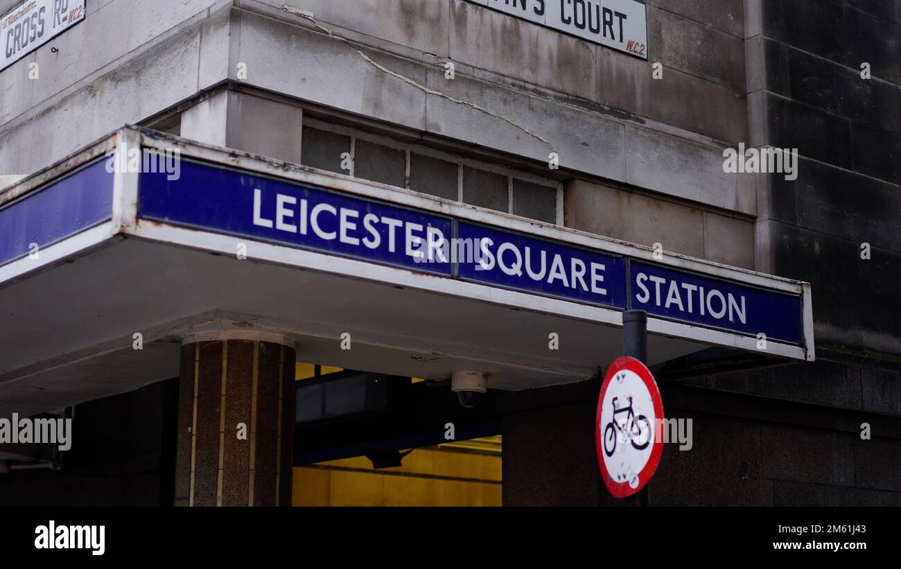 Leicester Square underground station - LONDON, UK - DECEMBER 20, 2022 ...