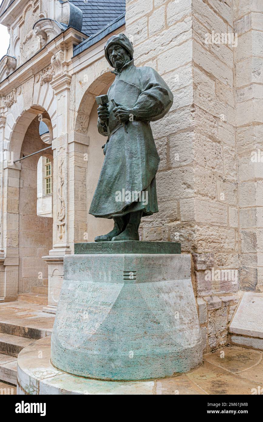 Statue of stone mason in Dijon, France Stock Photo - Alamy