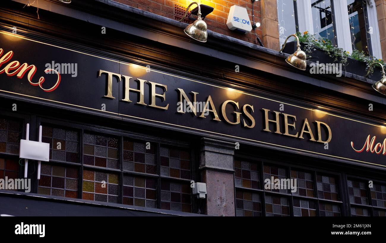 The Nags Head pub in London - LONDON, UK - DECEMBER 20, 2022 Stock ...