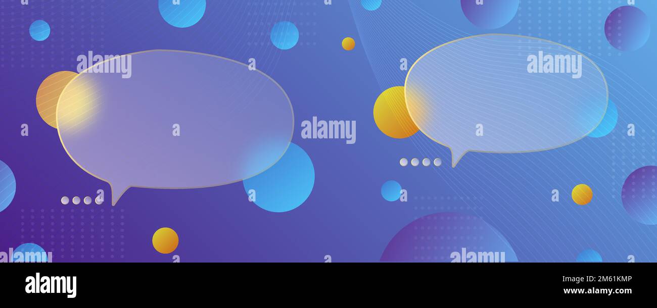 Chat dialog boxes in glass morphism effect style. Transparent frosted ...