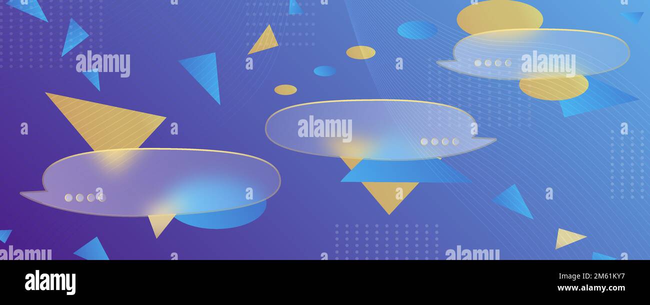 Chat dialog boxes in glass morphism effect style. Transparent frosted ...