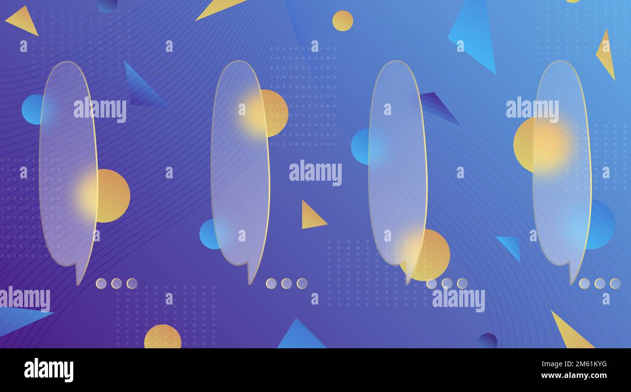 Chat dialog boxes in glass morphism effect style. Transparent frosted ...