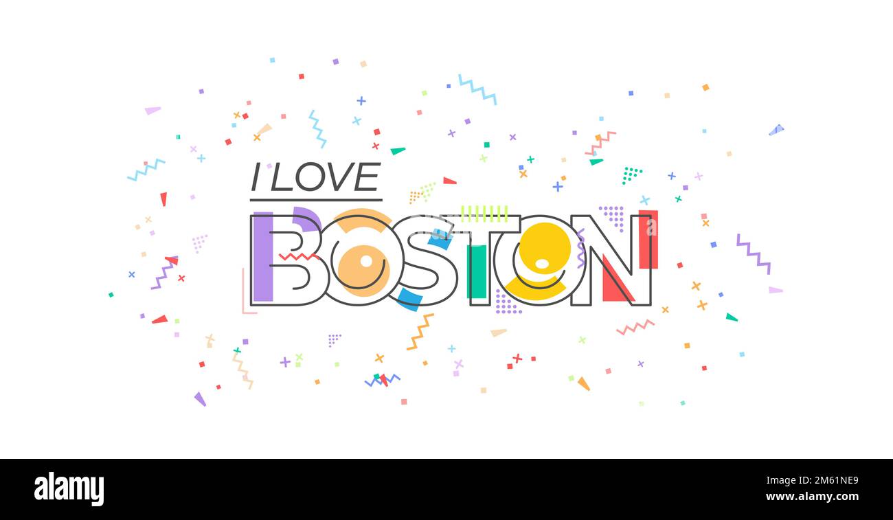 I love Boston. Vector lettering for postcards, posters, posters and ...