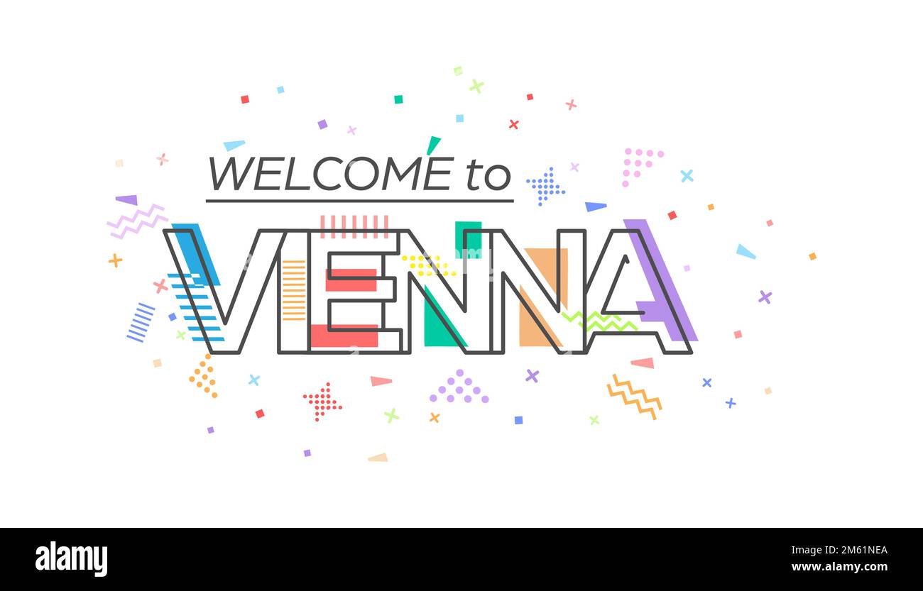 Welcome to Vienna. Vector lettering for greetings, postcards, posters ...