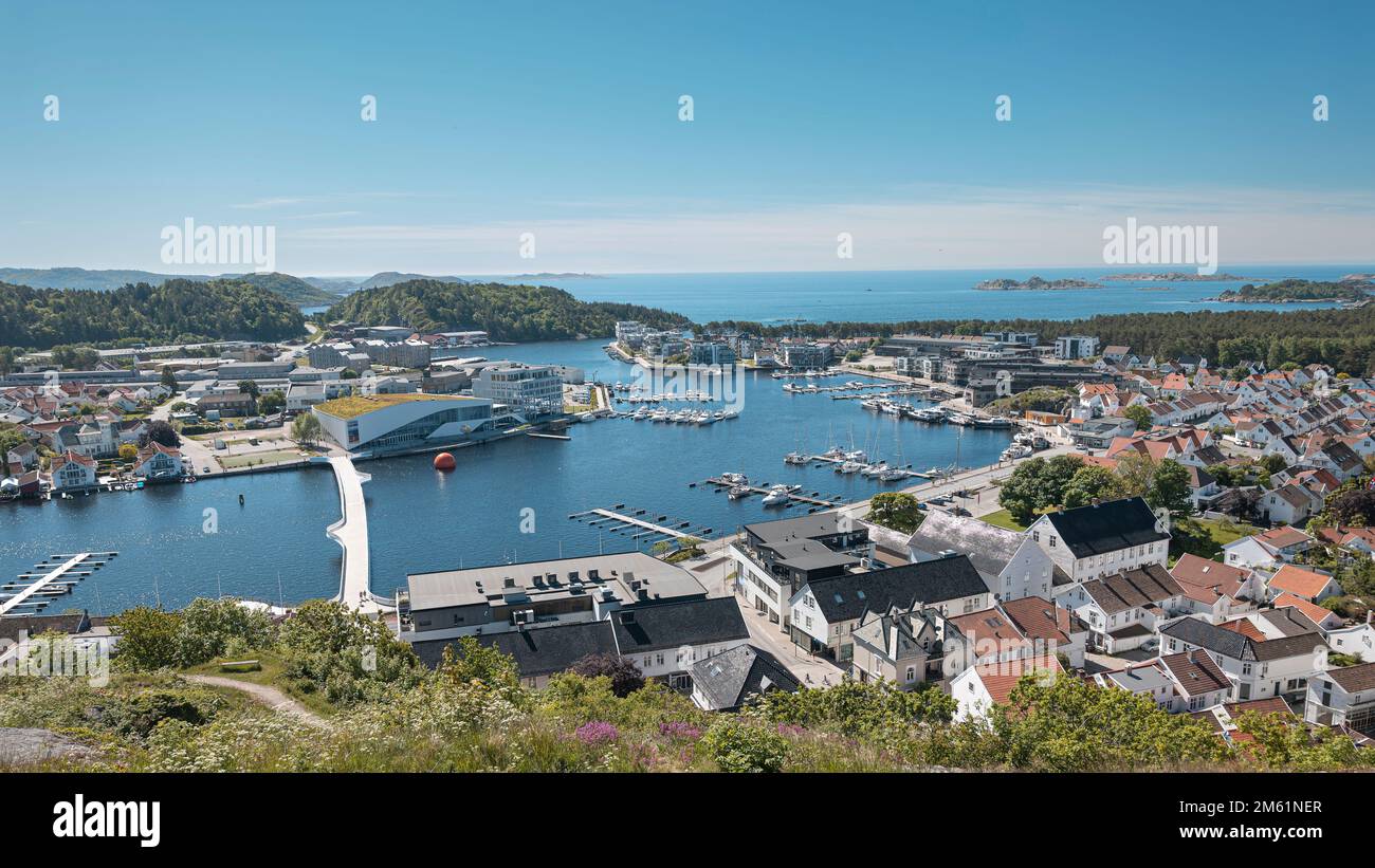 An aerial view of the city of Mandal, Norway near the water Stock Photo ...