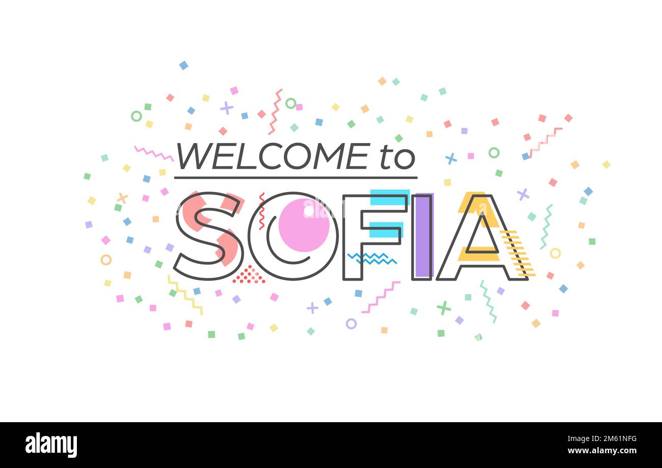 Welcome to Sofia. Vector lettering for greetings, postcards, posters ...
