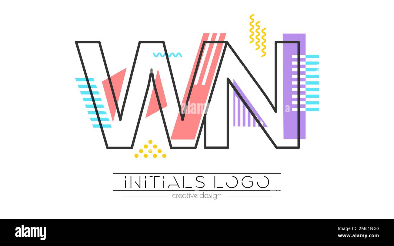 Letters W and N. Merging of two letters. Initials logo or abbreviation ...