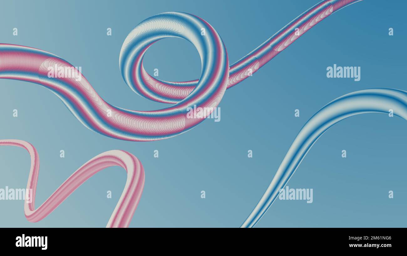 3D design with smooth gradient shapes. Three-dimensional twisting lines ...