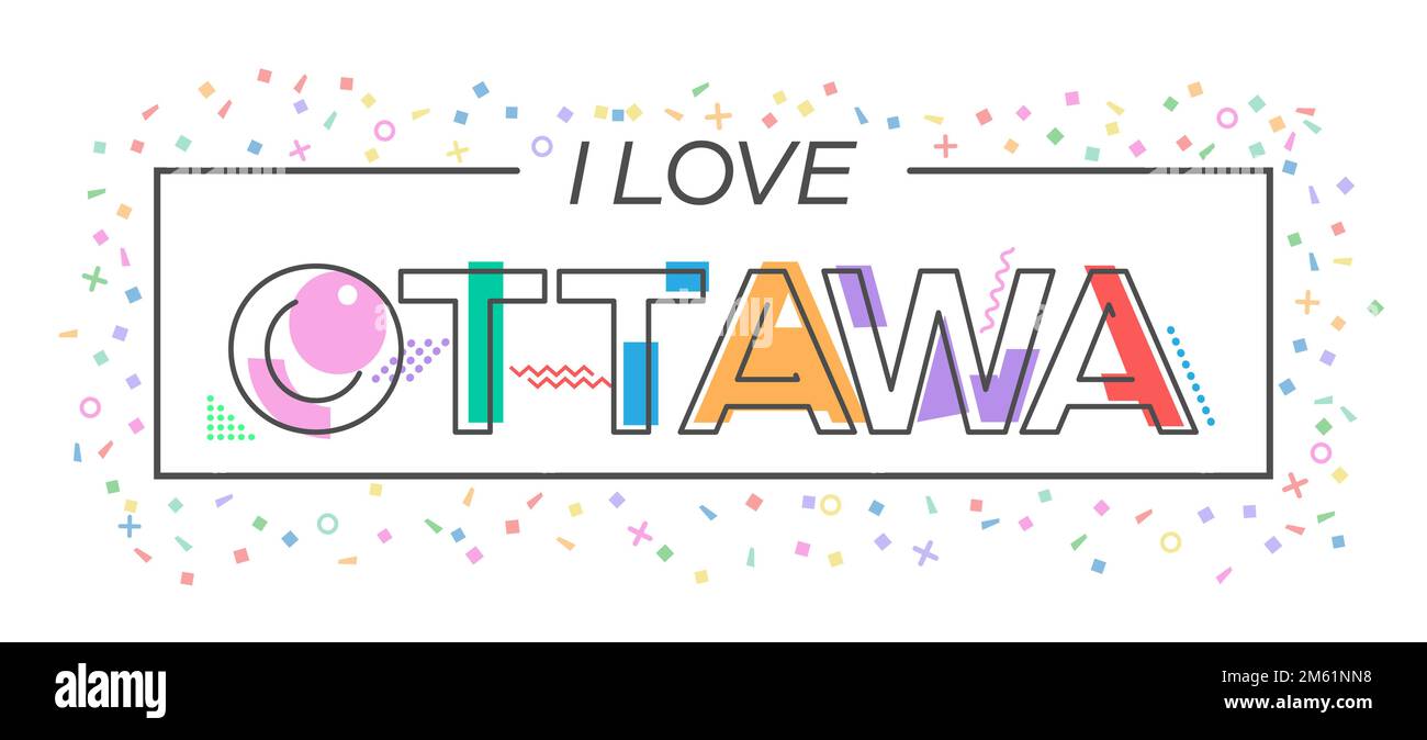 I love Ottawa. Vector lettering for postcards, posters, posters and ...