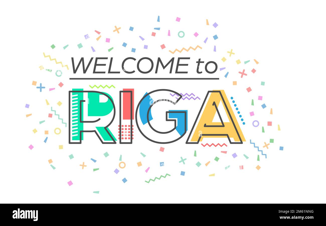 Welcome to Riga. Vector lettering for greetings, postcards, posters ...