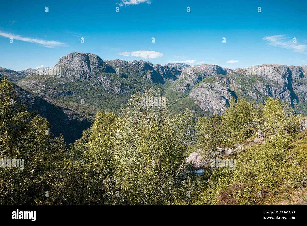 An aerial view of the rocky cliffs of Lyseveien, Norway Stock Photo - Alamy