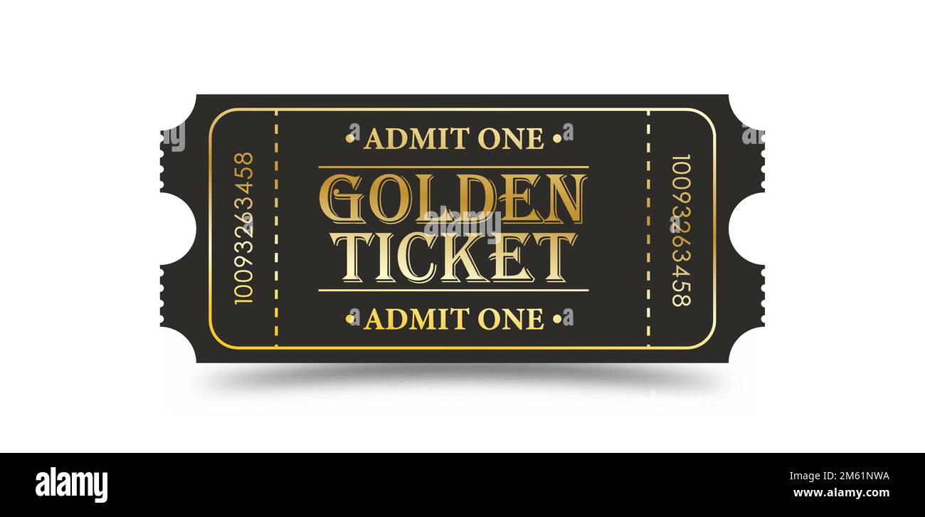 Golden Ticket. Vector illustration for websites, applications, cinemas ...