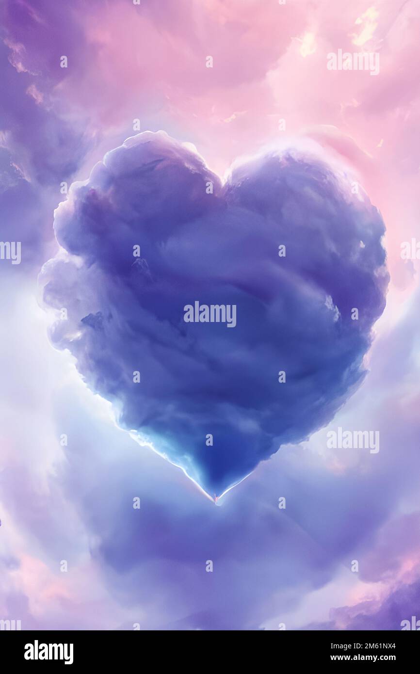 Blue cloud in the shape of a heart Stock Photo - Alamy
