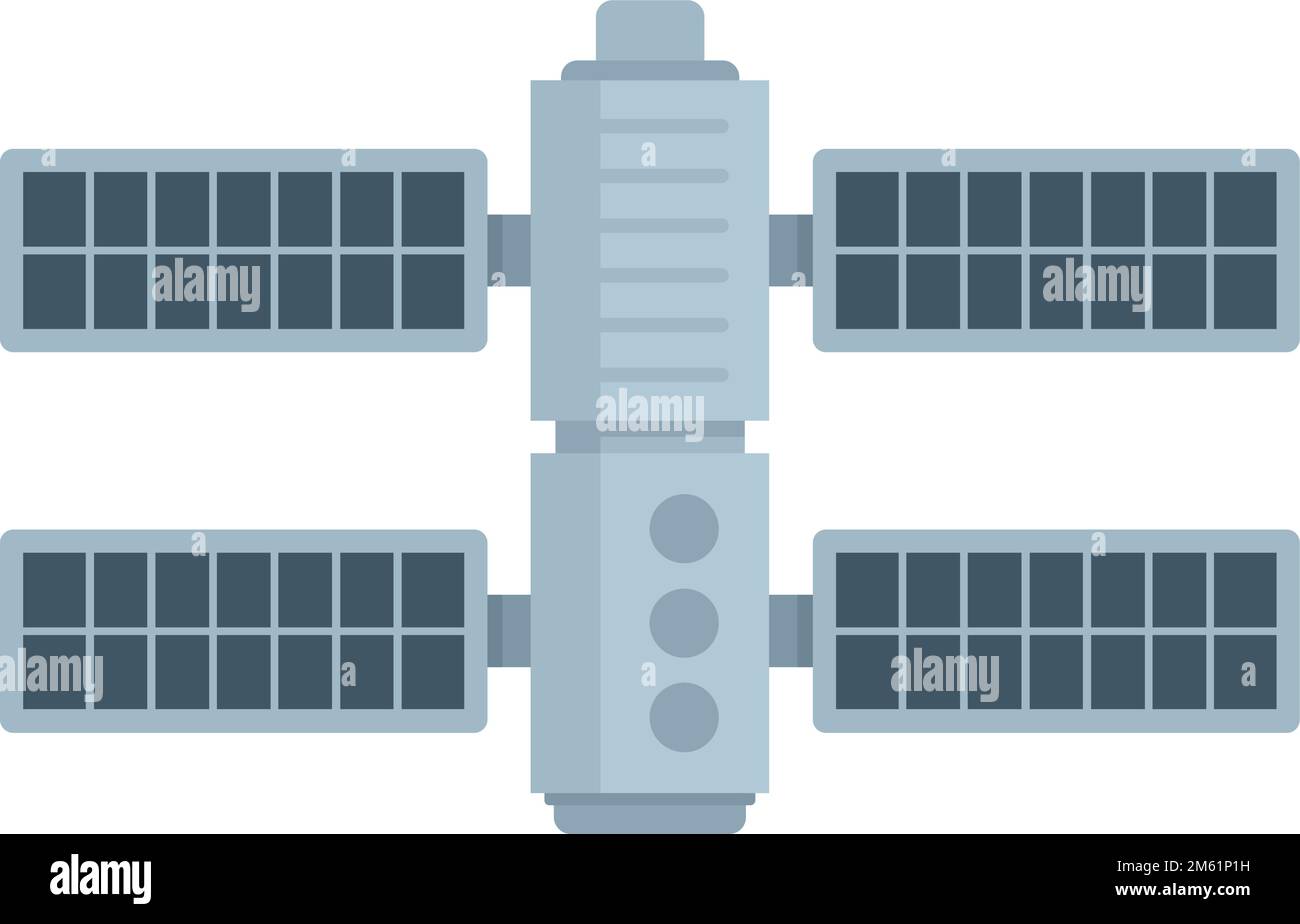 Future space station icon flat vector. Planet spaceship. Science space station isolated Stock ...