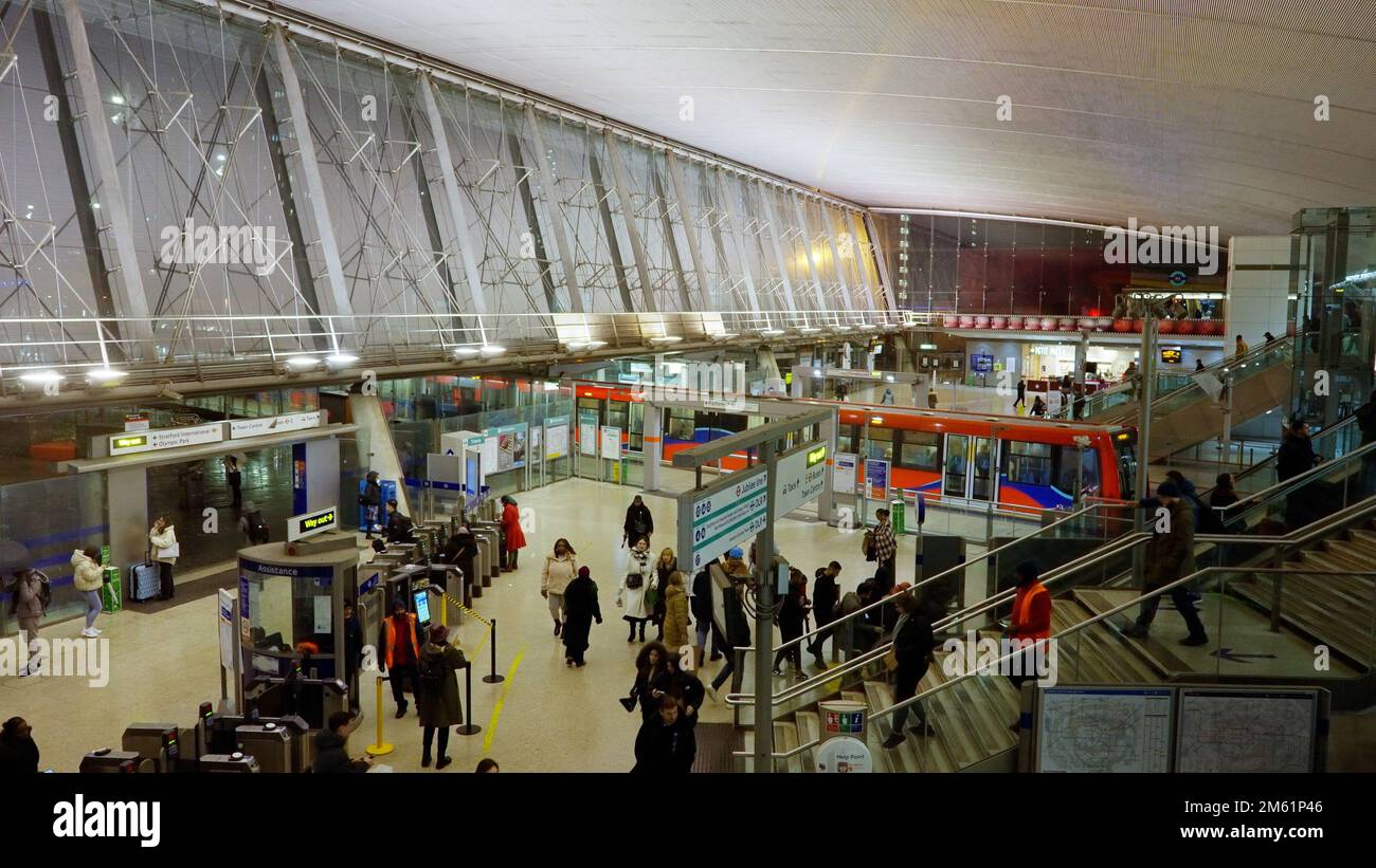 Stratford Underground and DLR station - LONDON, UK - DECEMBER 20, 2022 ...
