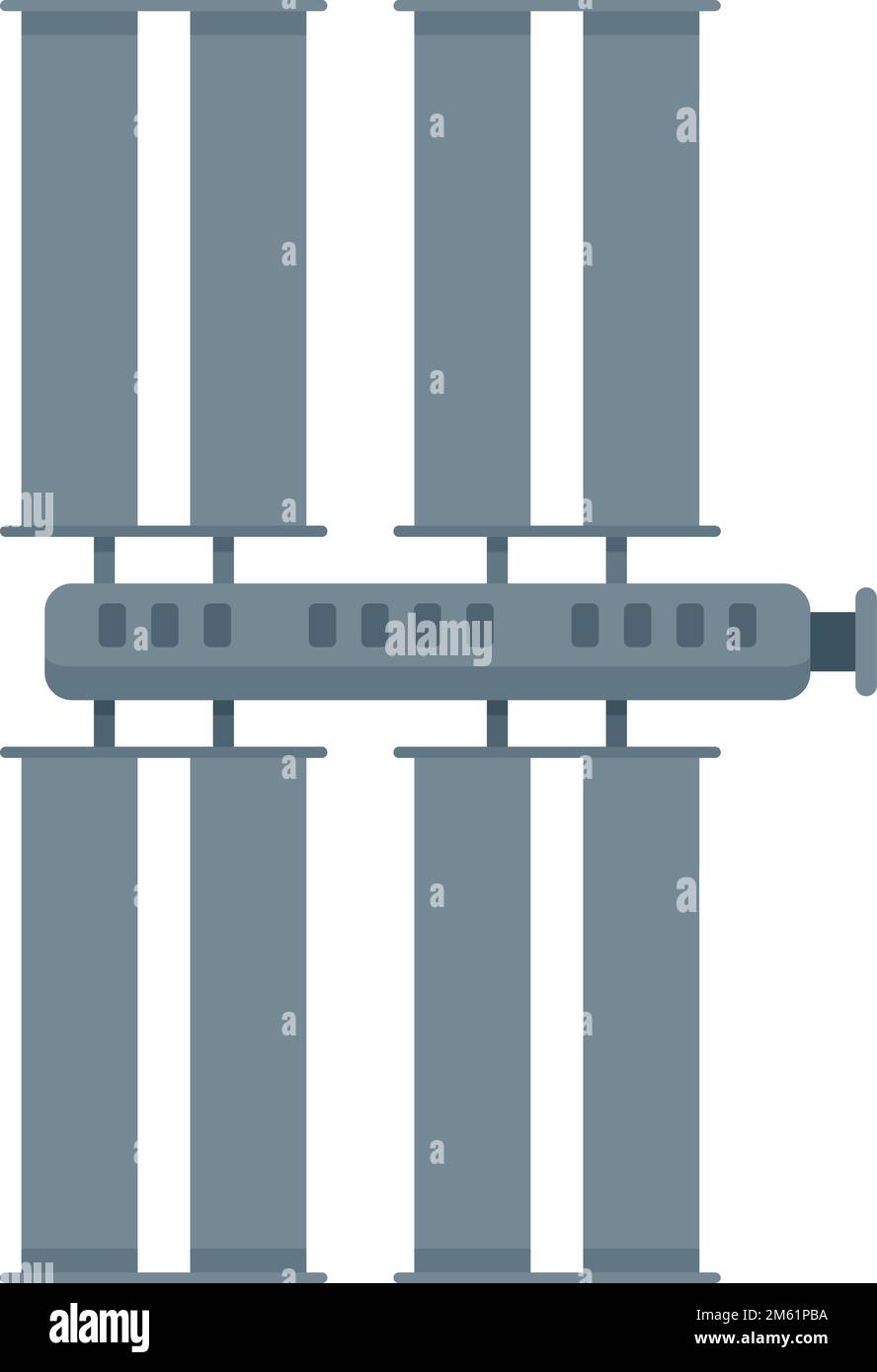 Solar panel space station icon flat vector. International earth system ...