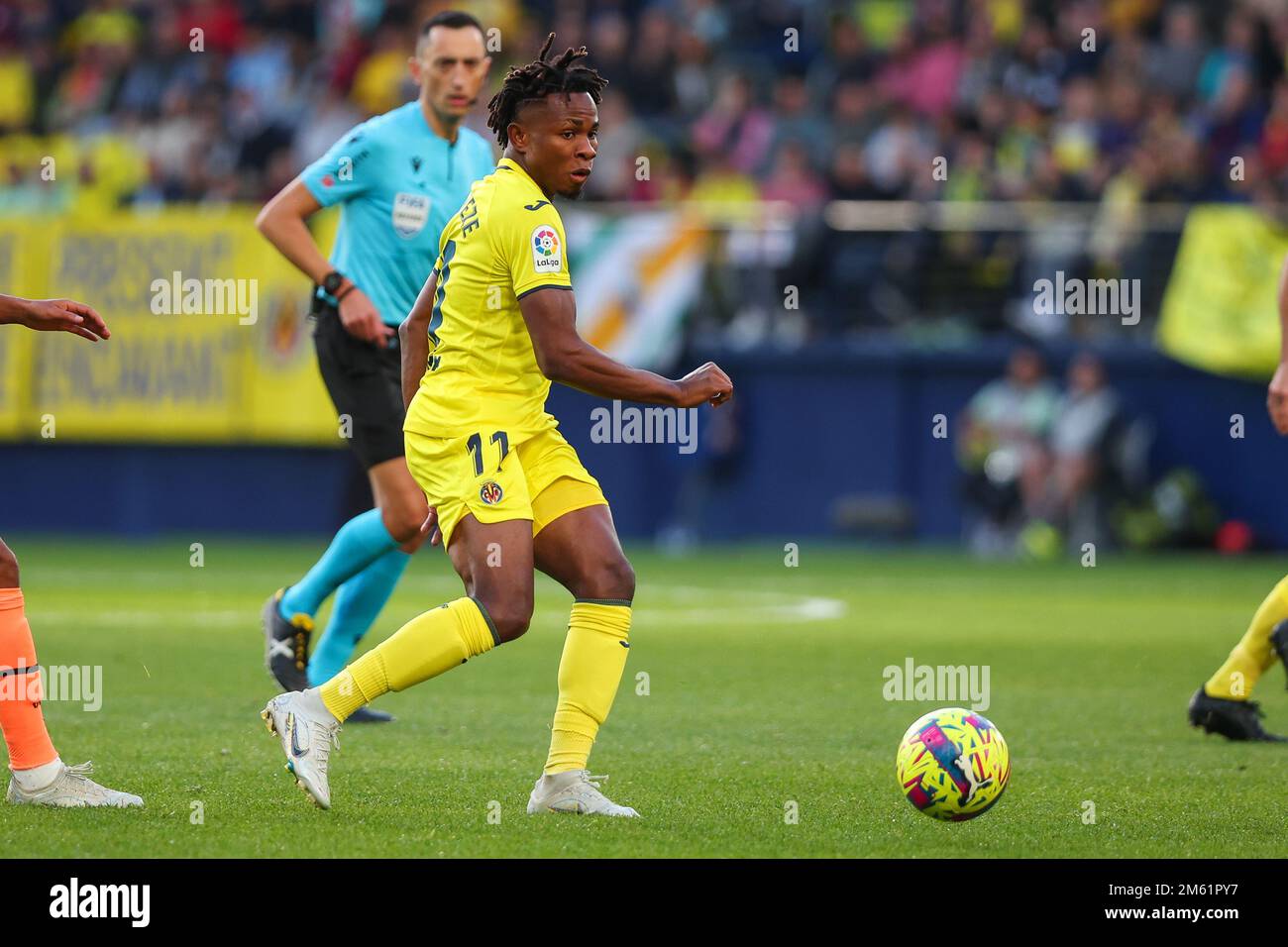 Samuel Chukwueze of Villarreal CF in action during the La Liga match ...