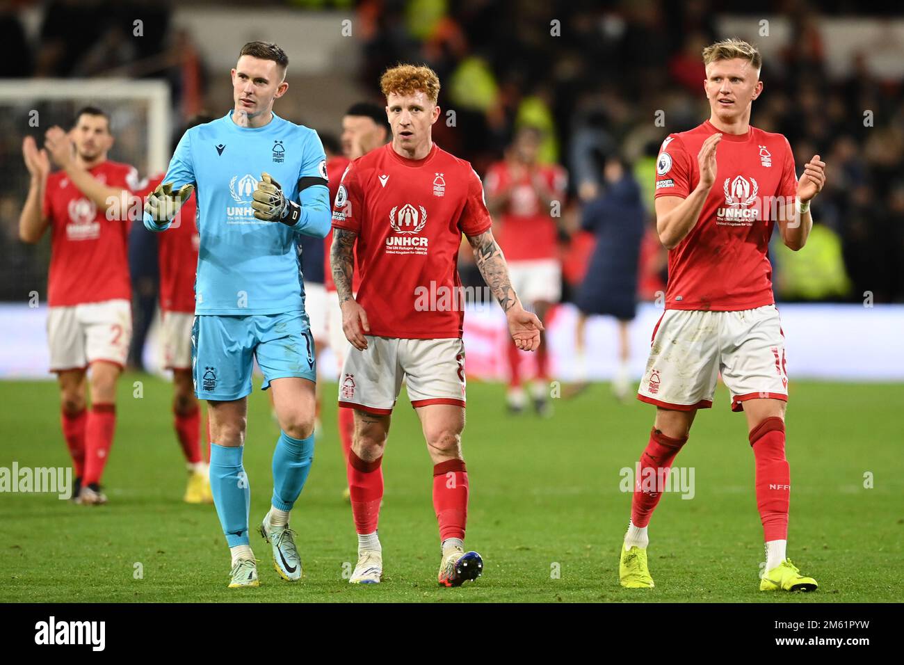 Nottingham Forest player’s applaud their fans after the Premier League ...