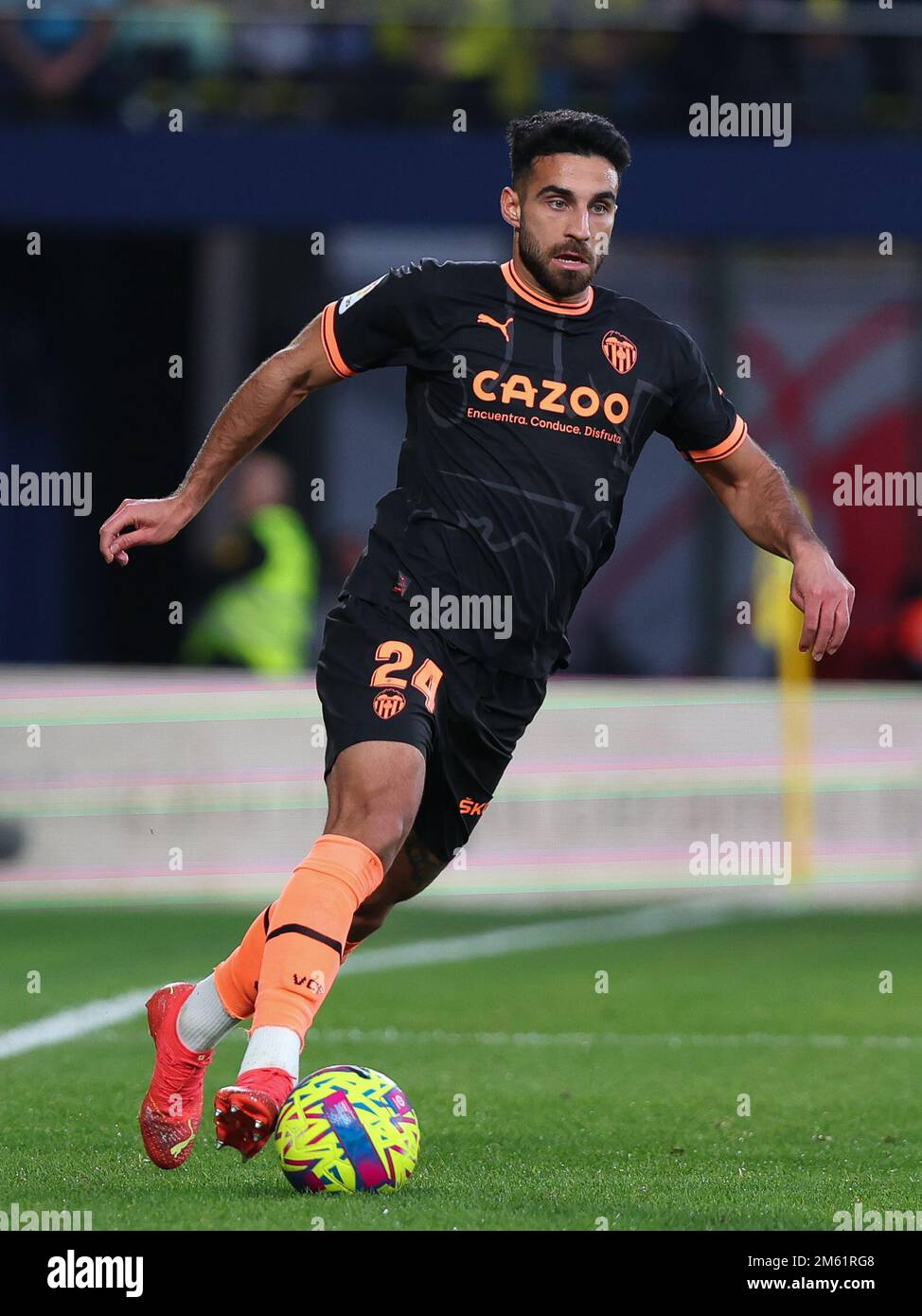 Eray Comert of Valencia CF in action during the La Liga match between Villarreal CF and Valencia ...