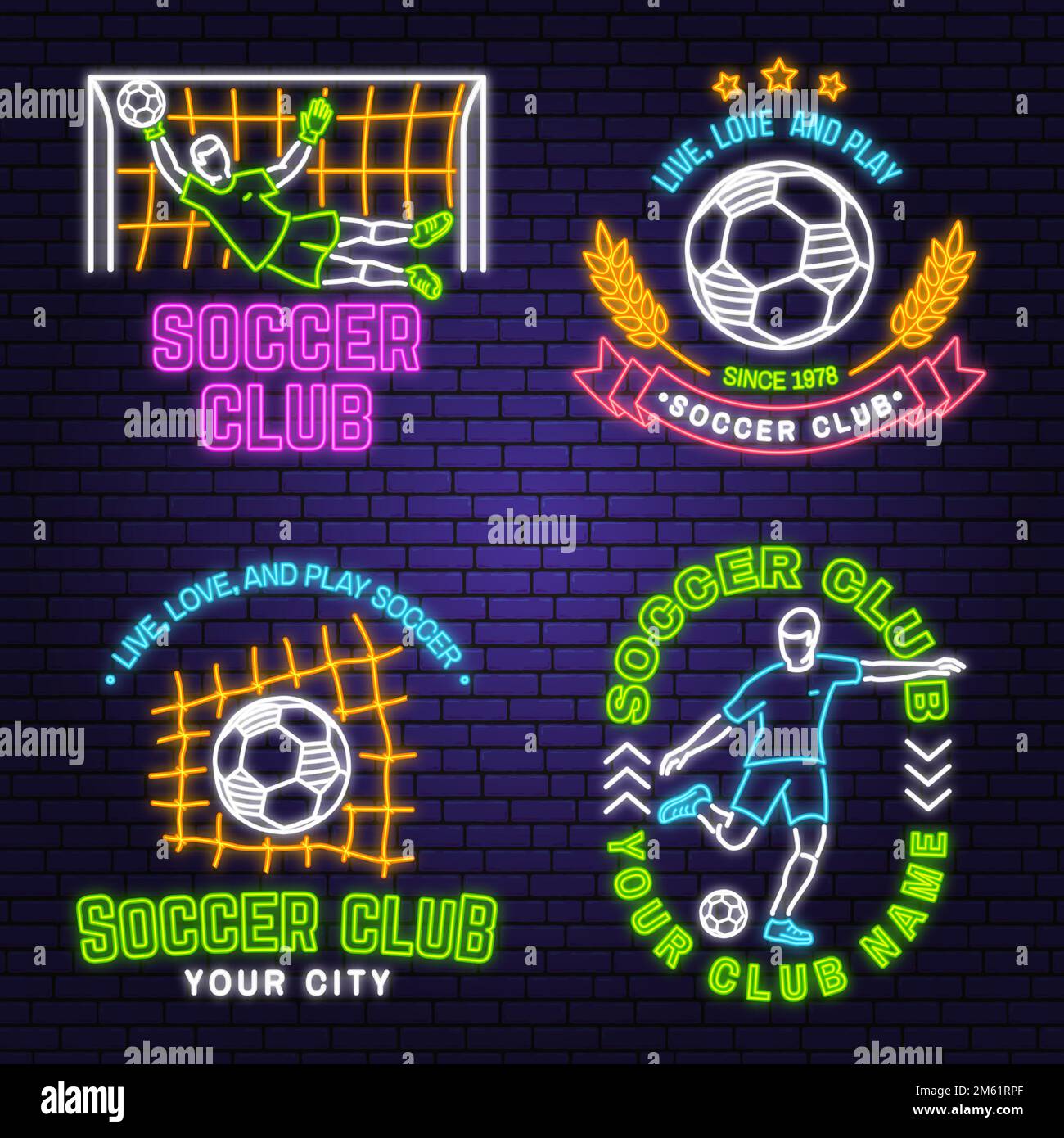 Football neon sign set hi-res stock photography and images - Alamy