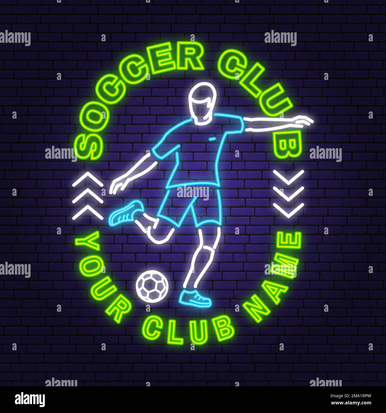 Soccer, football club Bright Neon Sign. Vector illustration. For ...