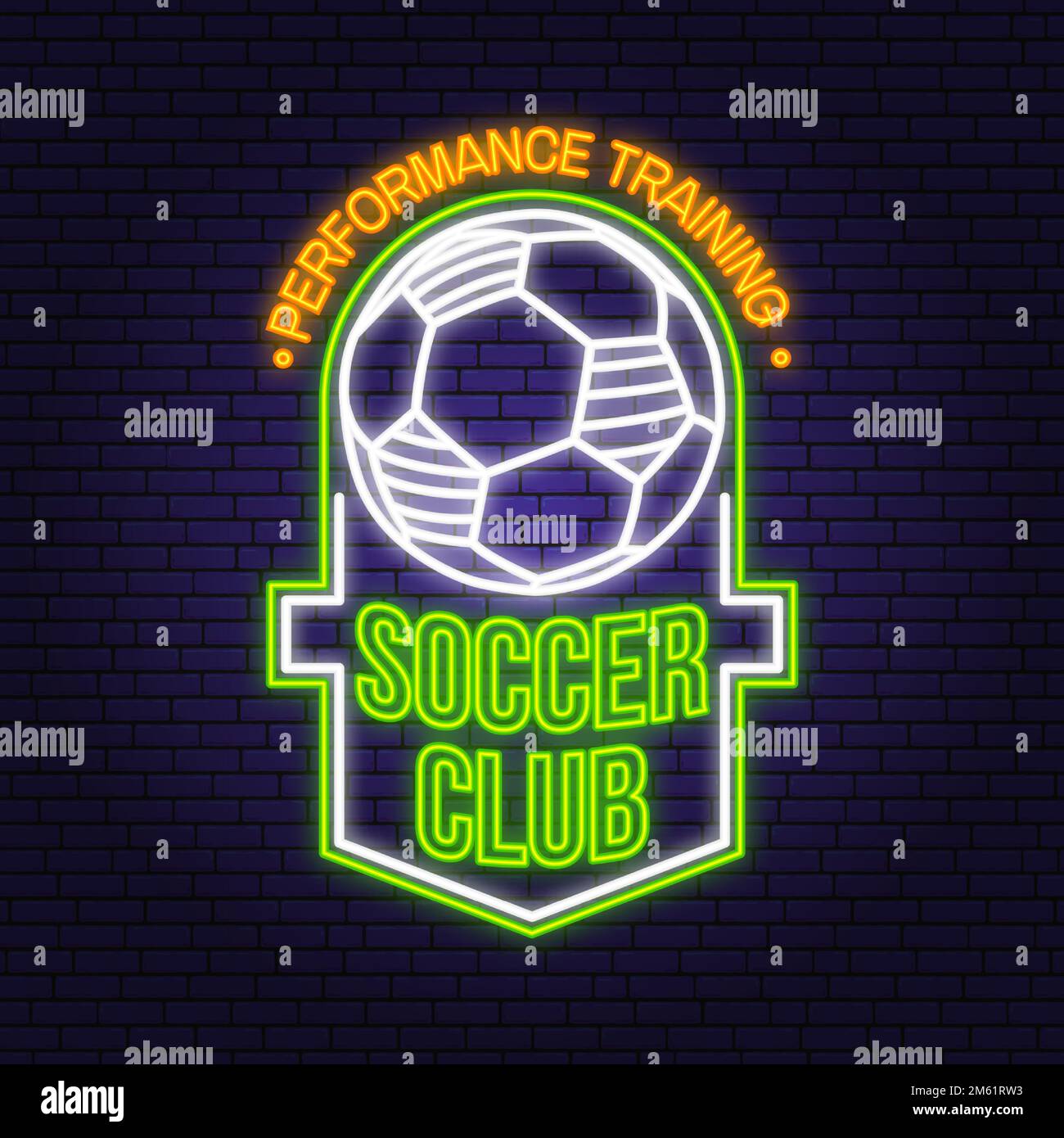 Soccer, football club Bright Neon Sign. Vector illustration. For ...