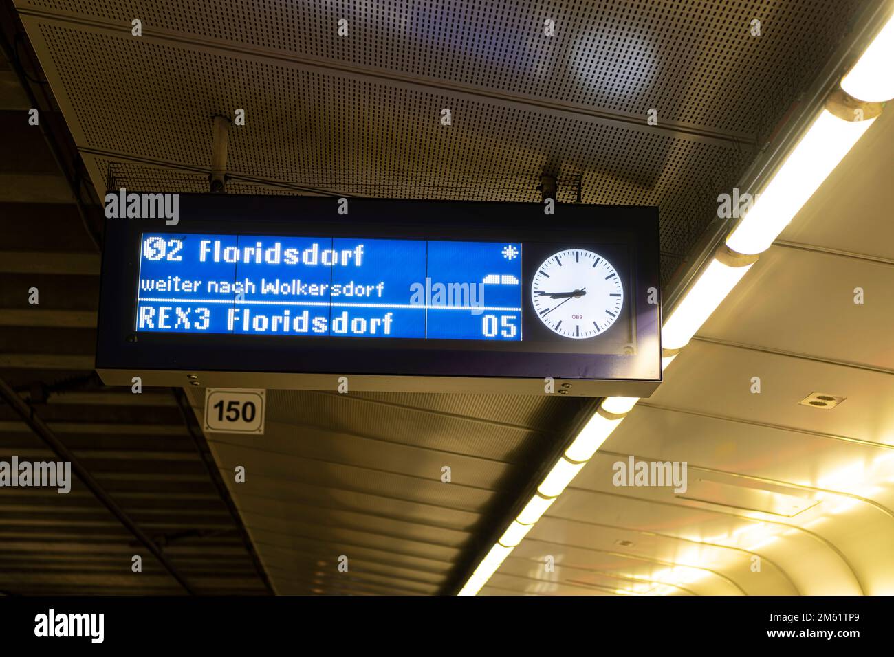 Train to Floridsdorf sign at a Vienna tube station, Austria Stock Photo ...