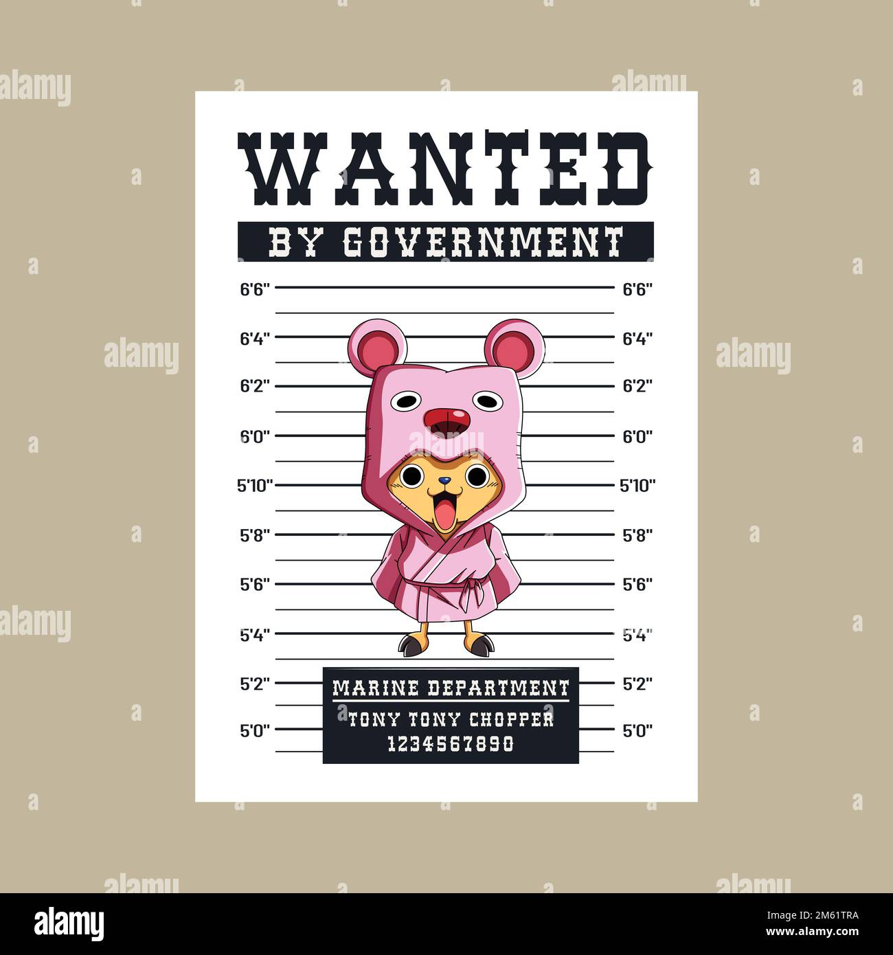 Wanted poster chopper character. One piece cartoon vector illustration ...