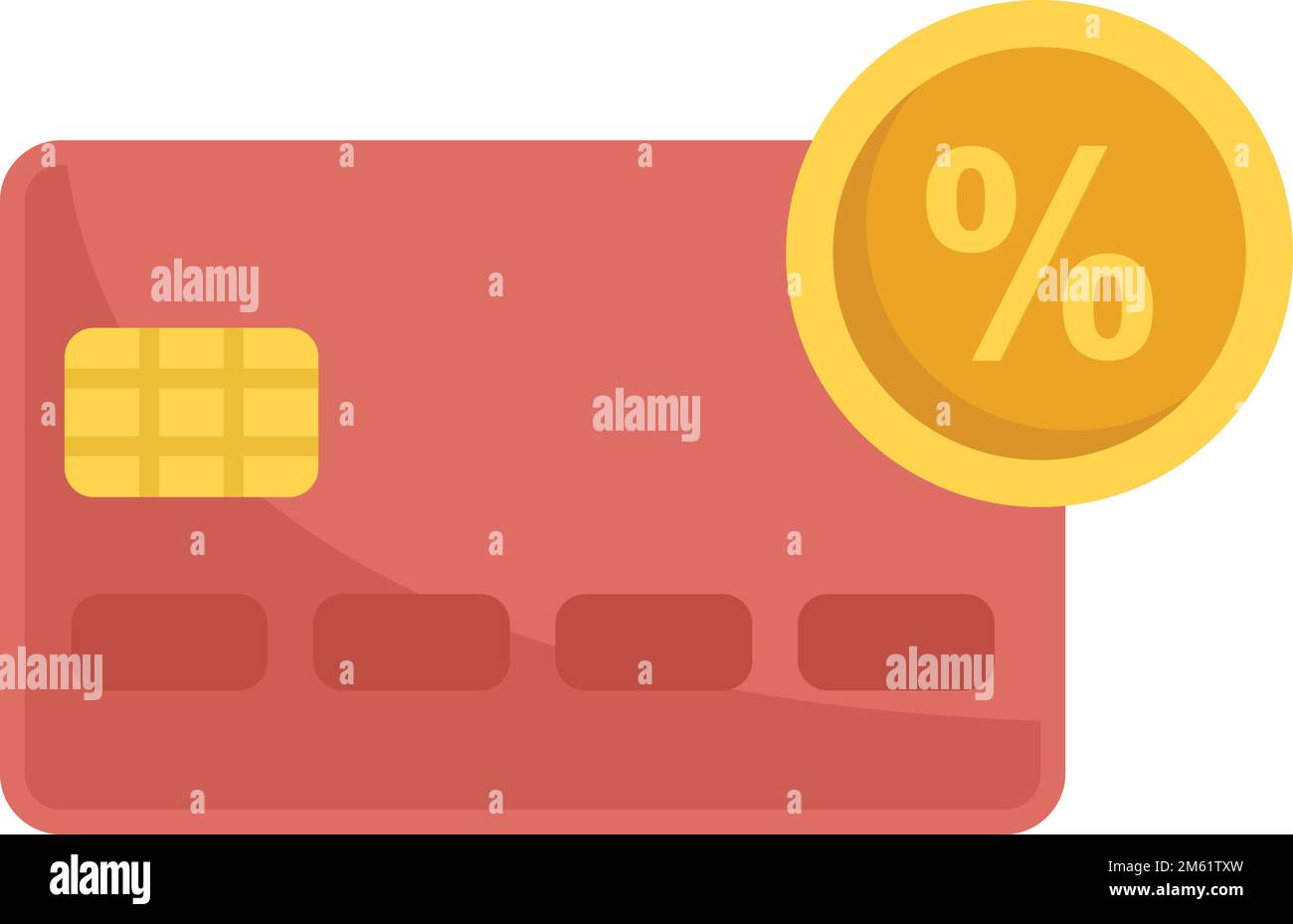 Credit card percent bonus icon. Flat illustration of Credit card ...