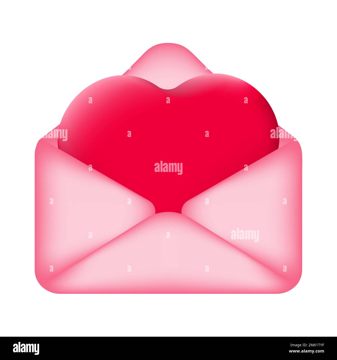 Love Letter With 3d Heart Inside Isolated On White Background Vector