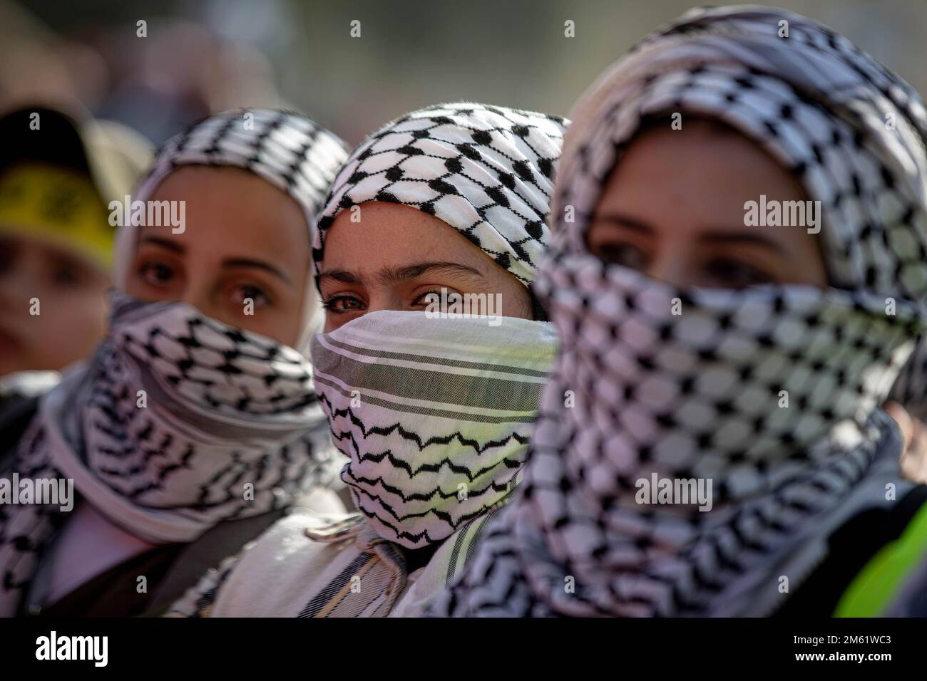 Gaza, Palestine. 31st Dec, 2022. Young Fatah women supporters, wear ...