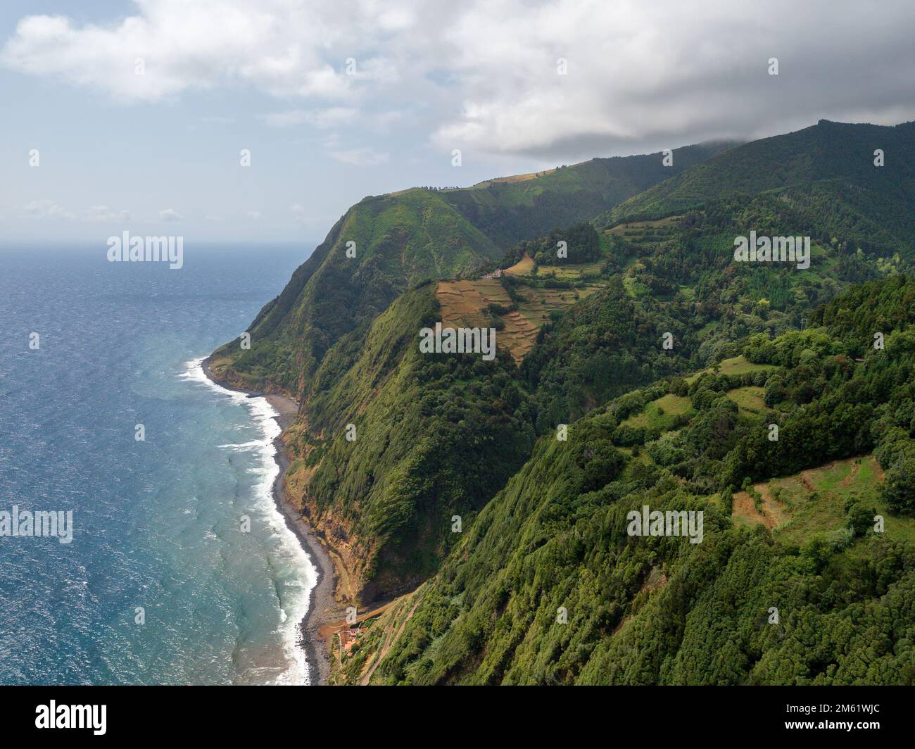 Amazing landscape on the northeast coast of the island of Sao Miguel in ...