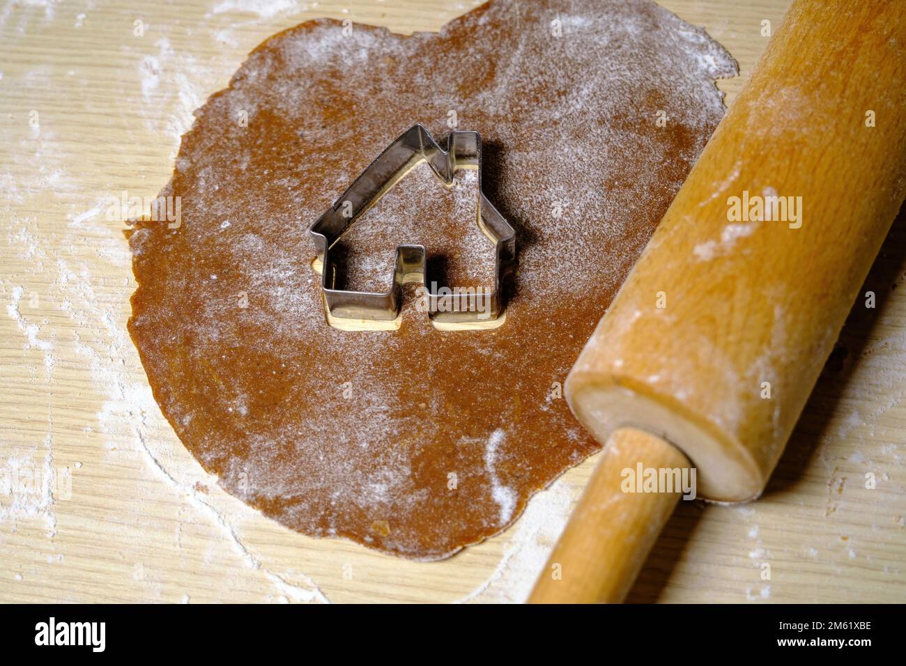 gingerbread dough roll on the table rolled out dough for making cookies ...