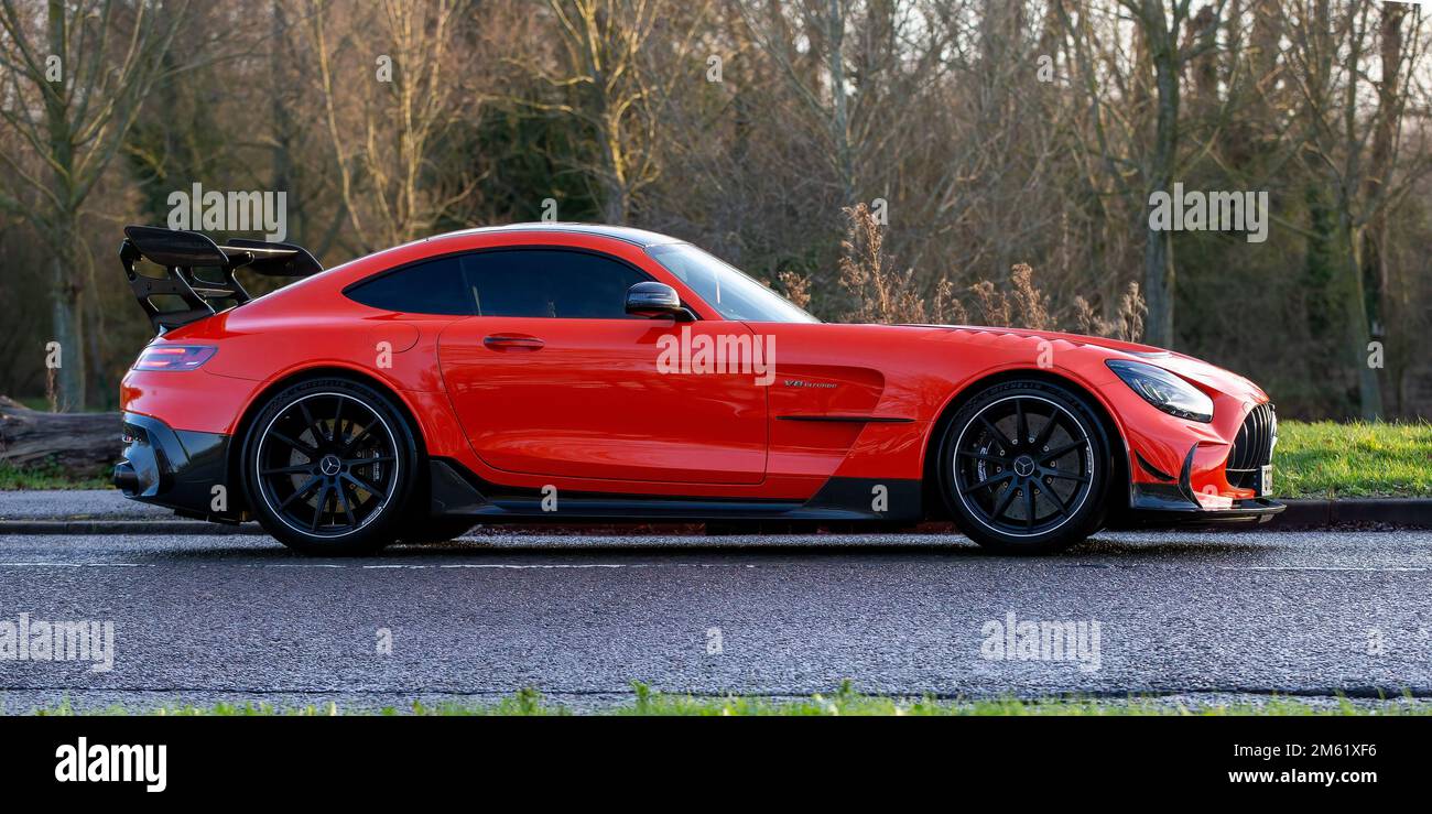 Orange Mercedes Benz AMG V8 Biturbo Stock Photo - Alamy