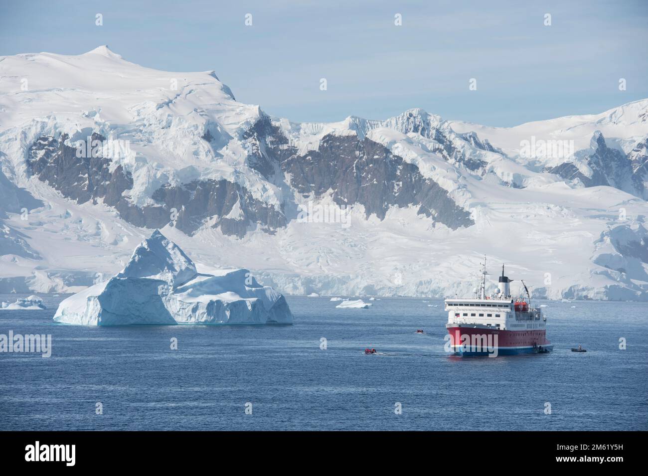 The Antarctic cruise ship Expedition at Portal Point in Antarctica ...