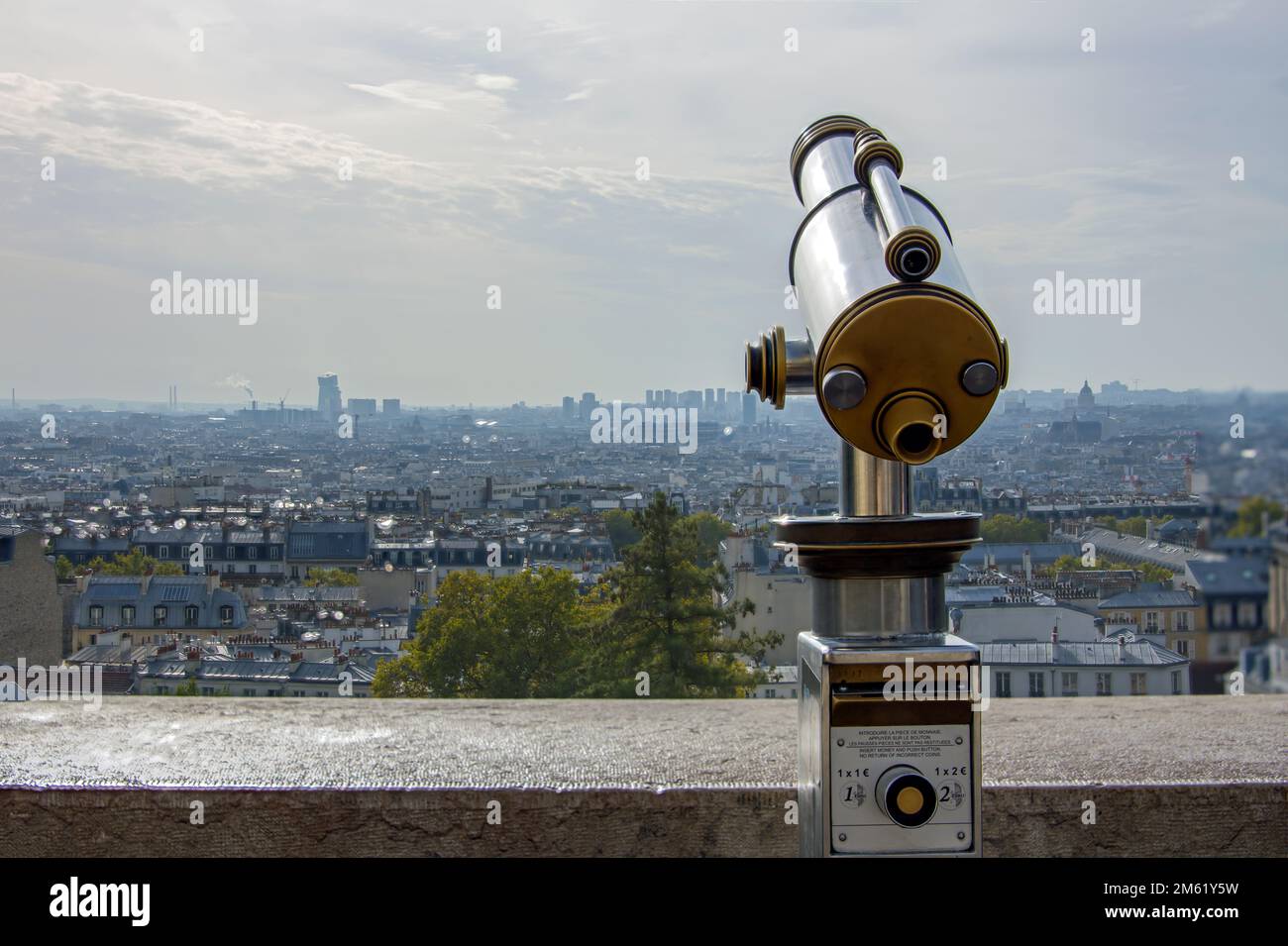 Tower Optical coin-operated binocular tower viewers on a hill in Paris ...