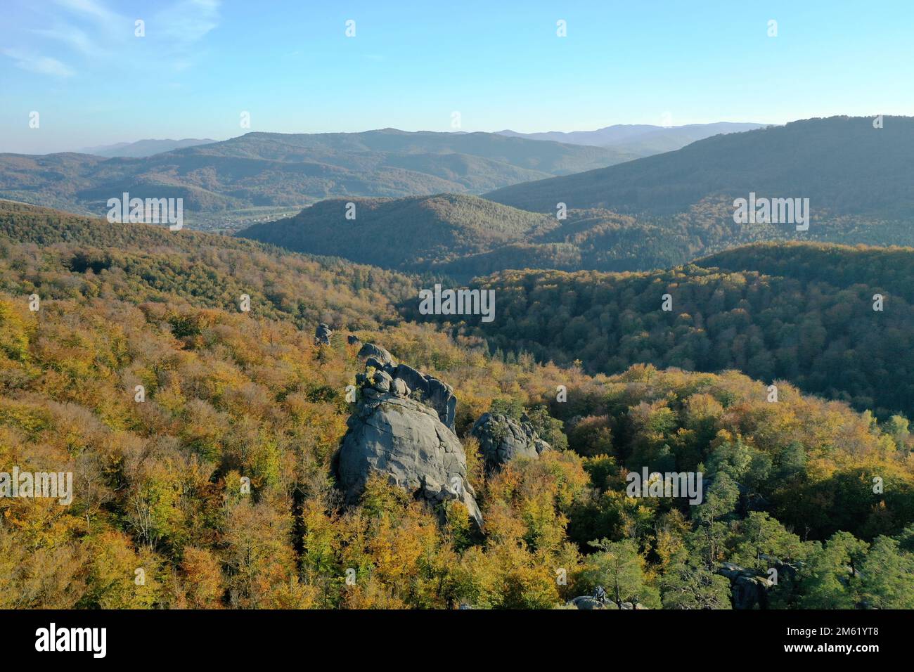 Dovbush rocks and a view of them from a height, a photo of Dovbush ...