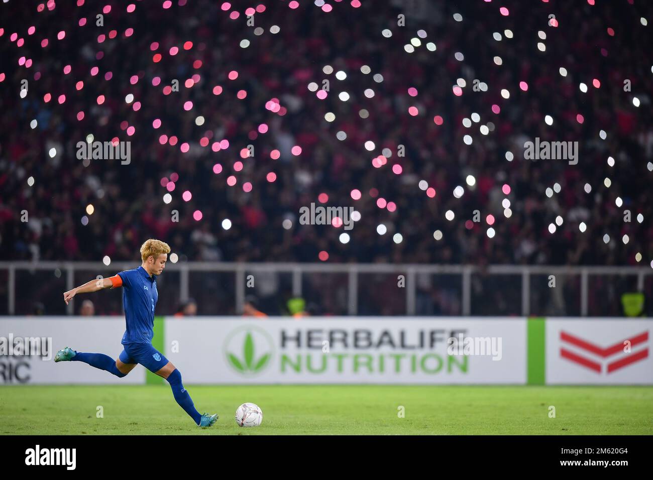 Theerathon Bunmathan of Thailand seen in action during the AFF ...