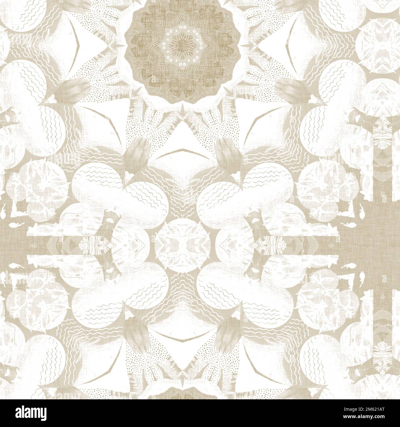 Ecru natural linen effect patterned coastal geo background. Seamless ...