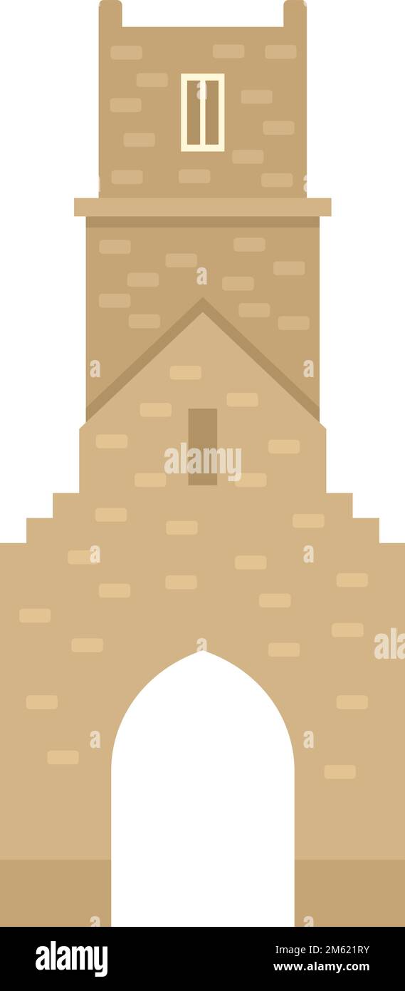 Brick tower icon flat vector. Medieval fort. Old castle wall isolated ...