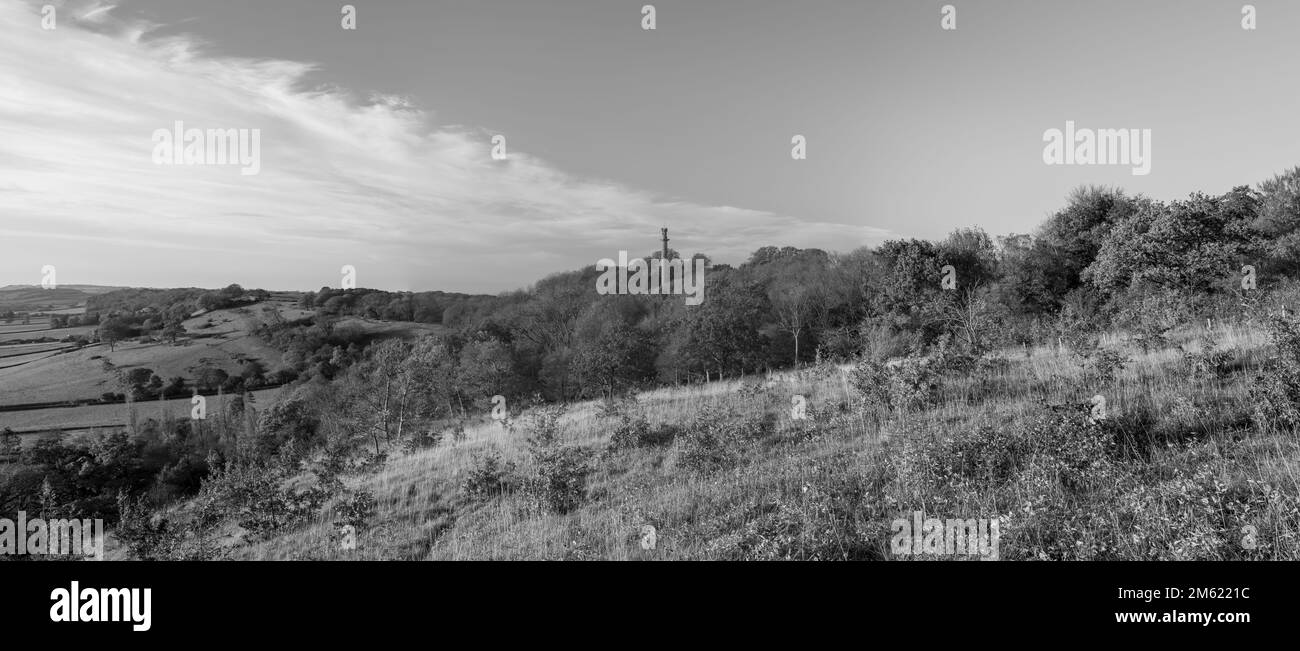 Panoramic photo of the Admiral Hood Monument on the Polden Way footpath ...