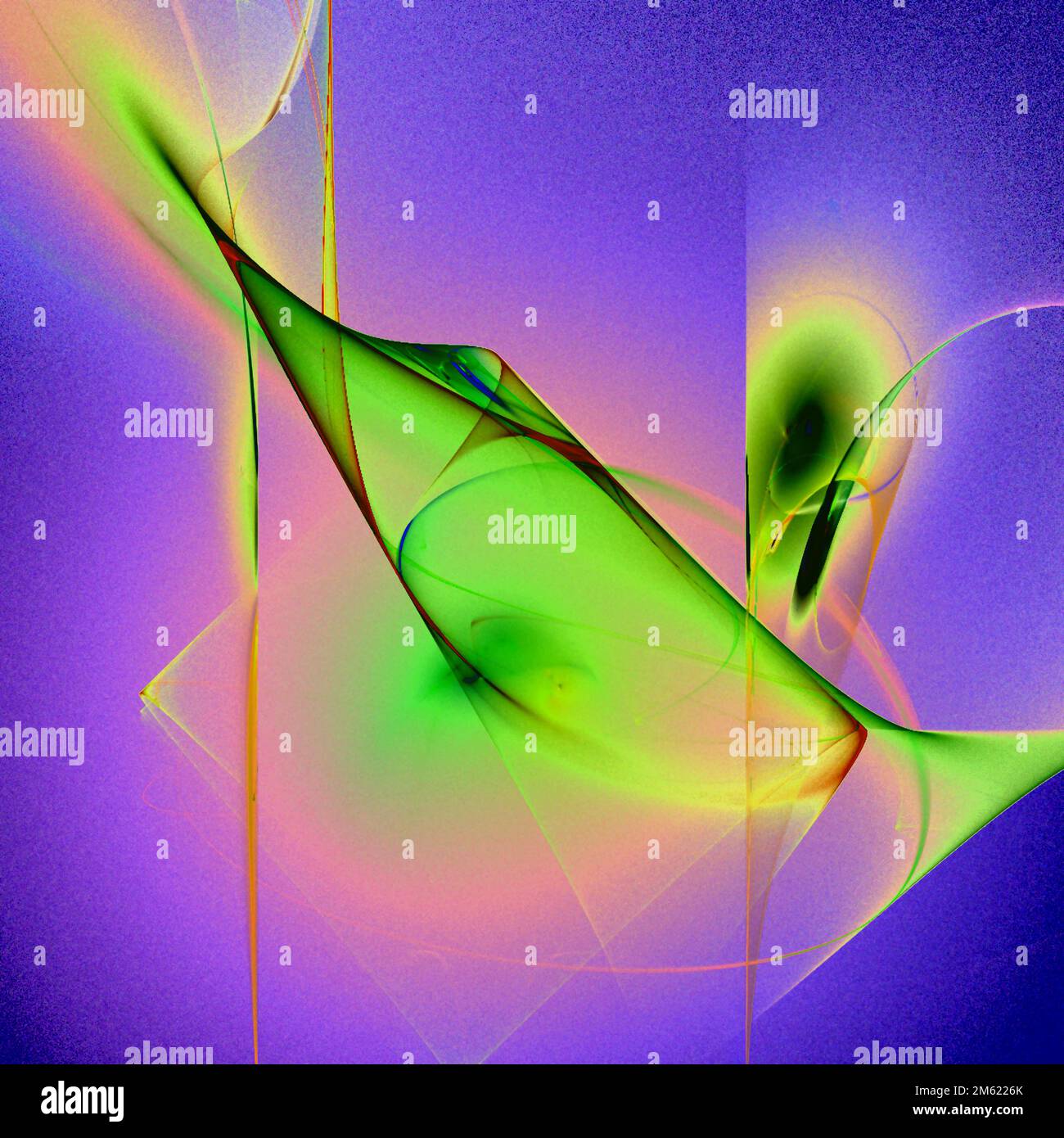 bright purple-green abstract pattern on black, color digital graphics ...